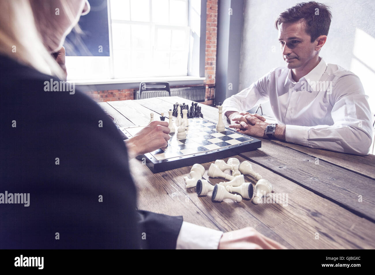 Business people playing chess, business competition concept Stock Photo ...