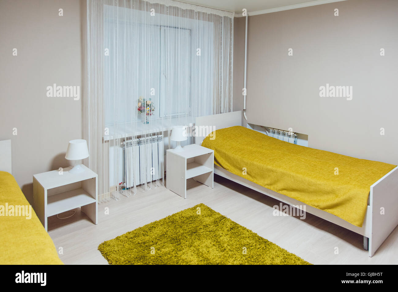 The hostel interior - bedroom. beautiful interior. bed Stock Photo - Alamy