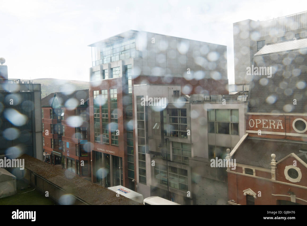 A rainy great Victoria Street and Grand Opera House, Belfast Stock ...