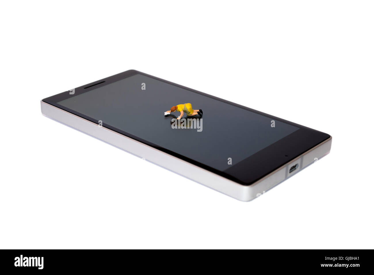 Women table mobile phone Cut Out Stock Images & Pictures - Alamy