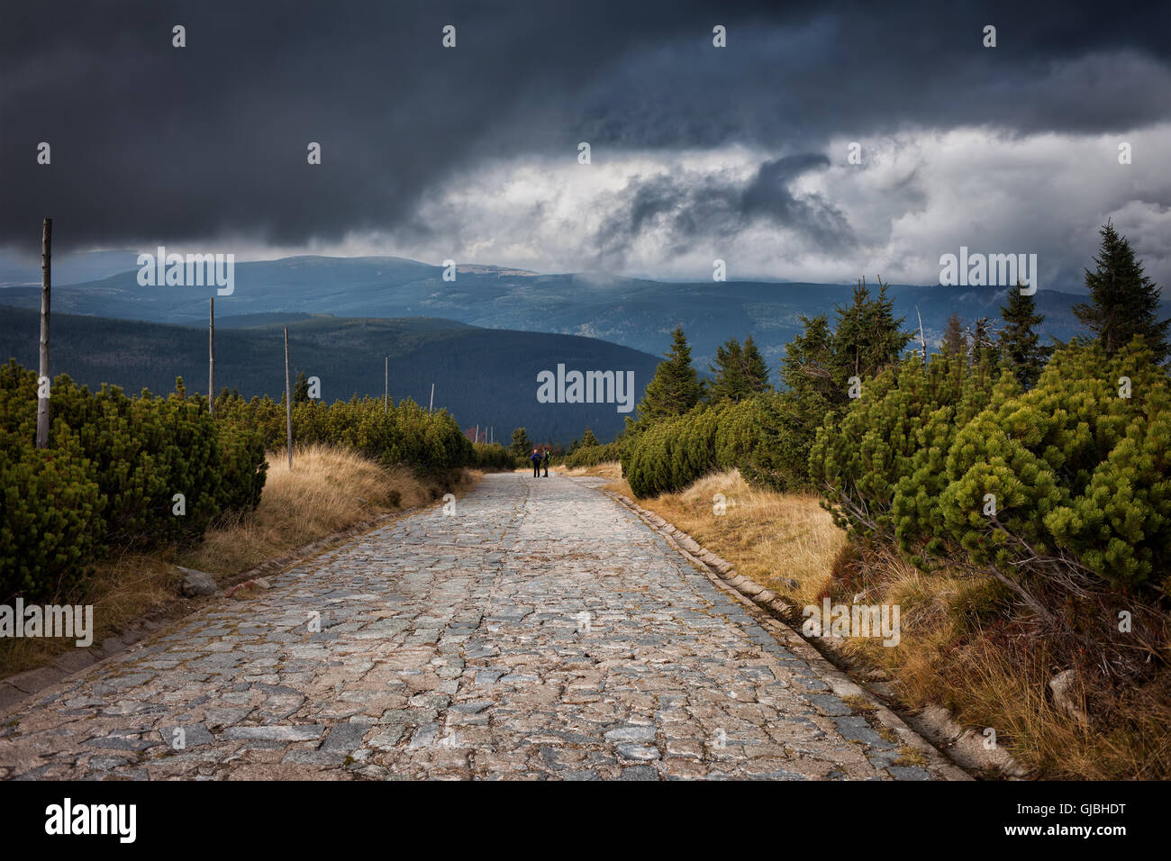 Stone paved road in the mountains Stock Photo - Alamy