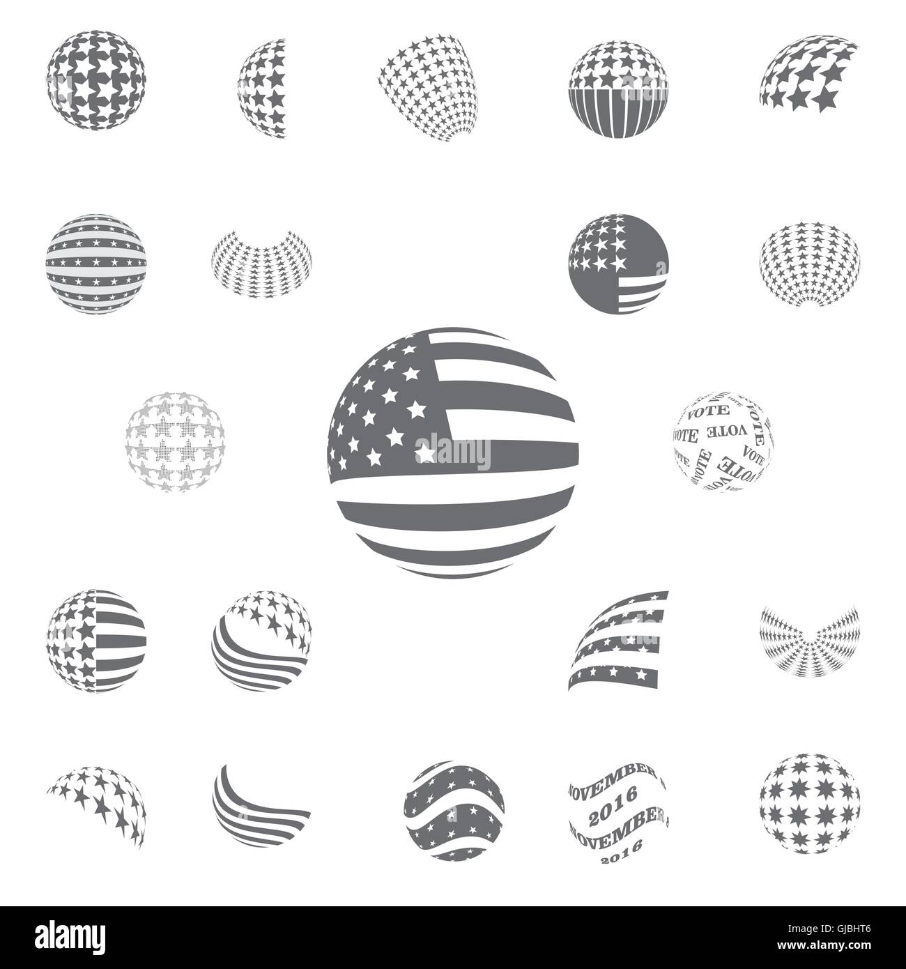 Spherical symbols Flag of the United States, gray color Stock Vector ...