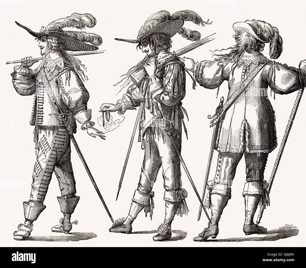 French musketeers, 1635, French officer wearing a hongreline, 1643 ...