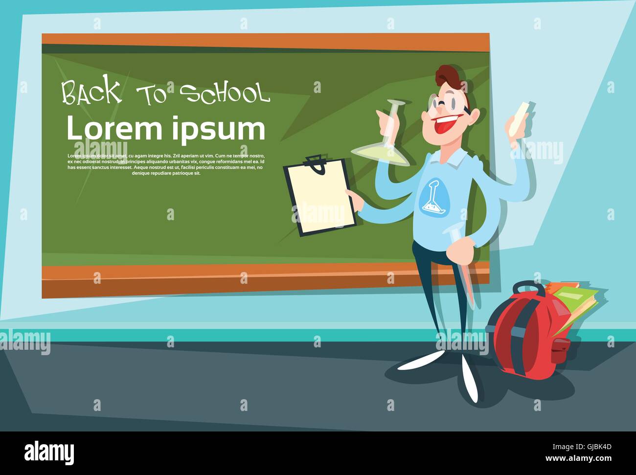 Science Teacher Over Class Board Back To School Education Banner Stock ...