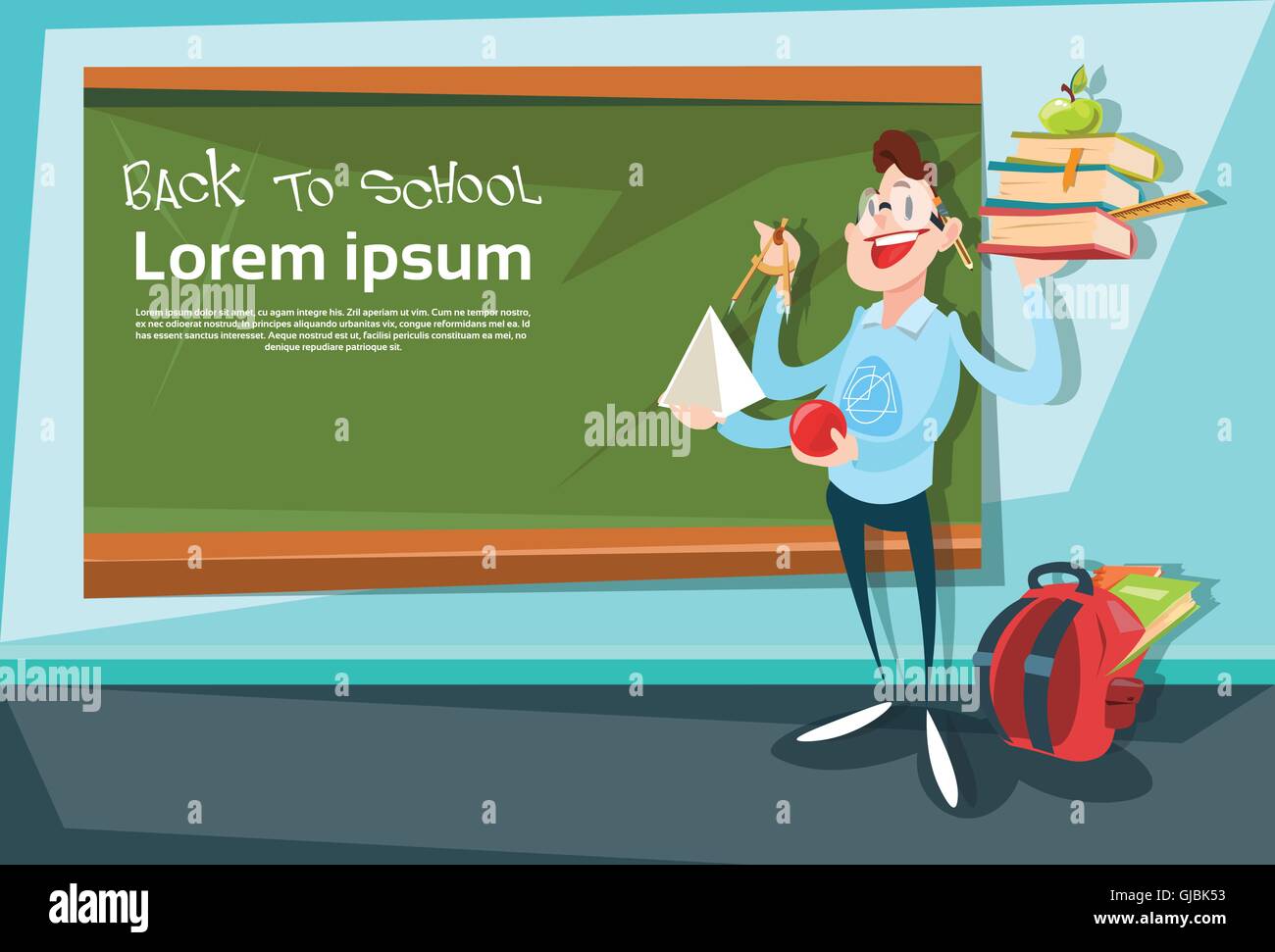 Geometry Teacher Over Class Board Back To School Education Banner Stock ...