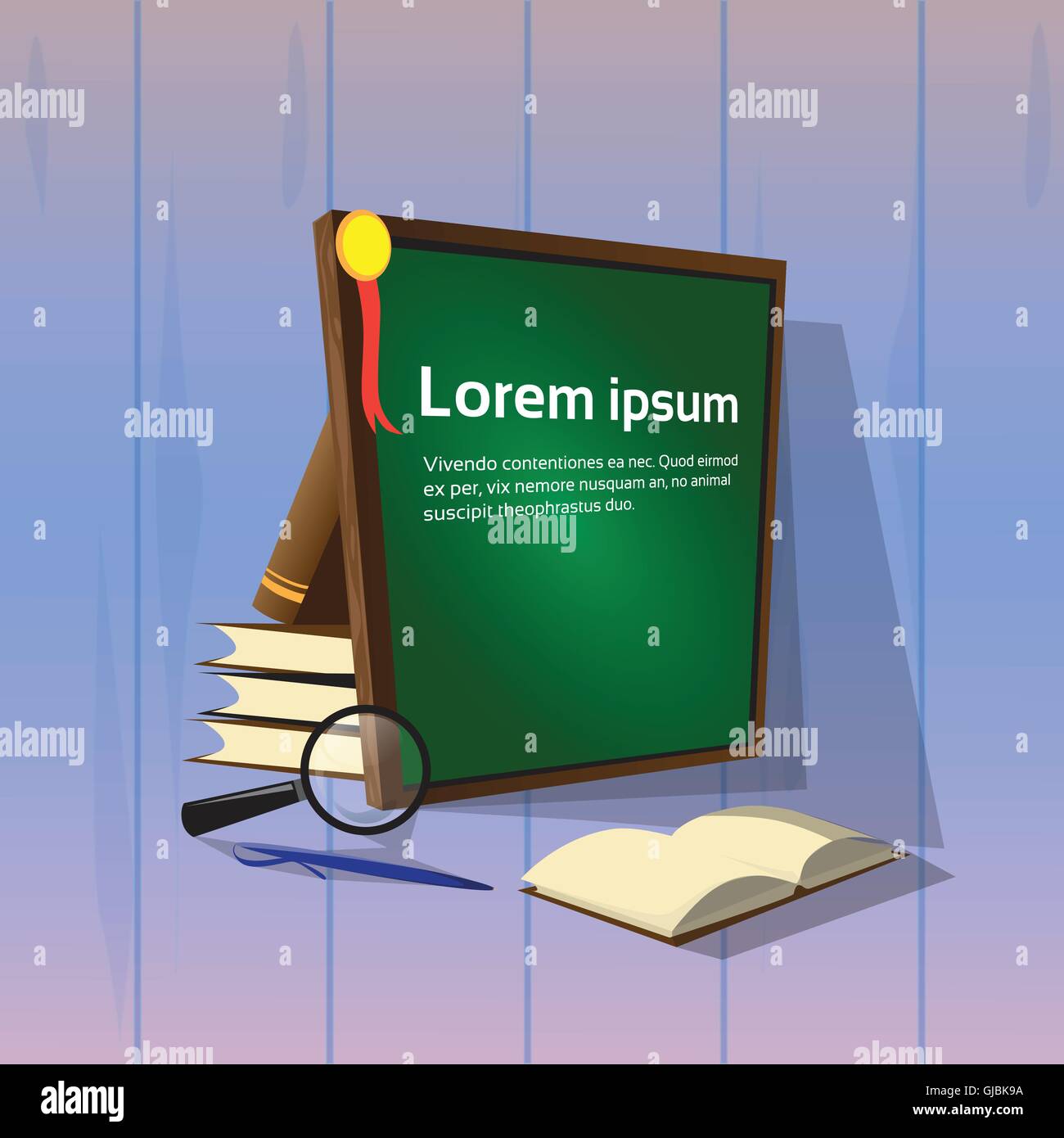 School Green Board WIth Books University Student Staff Flat Banner ...