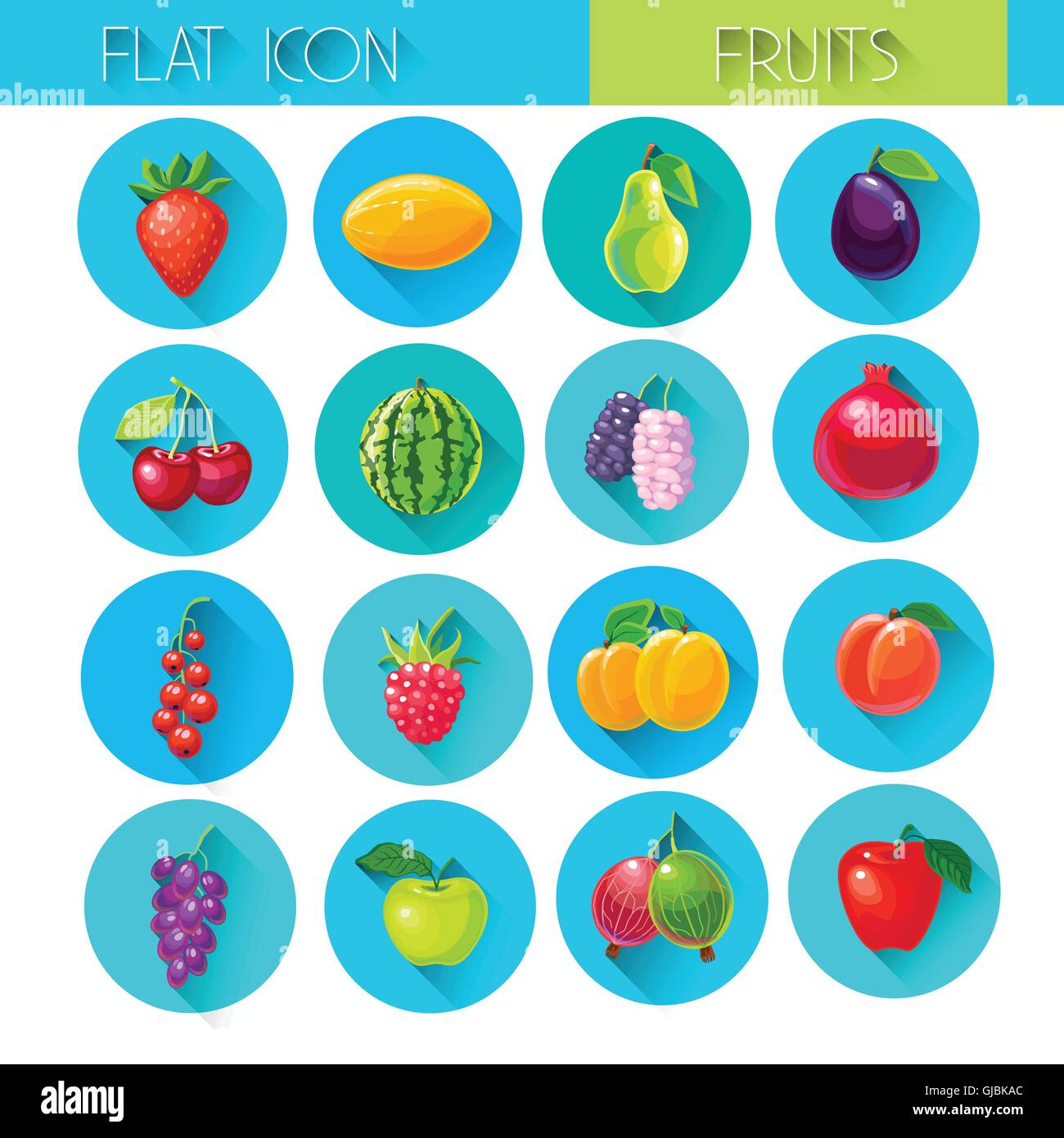 Fruits Set Colorful Icon Collection Stock Vector Image & Art - Alamy