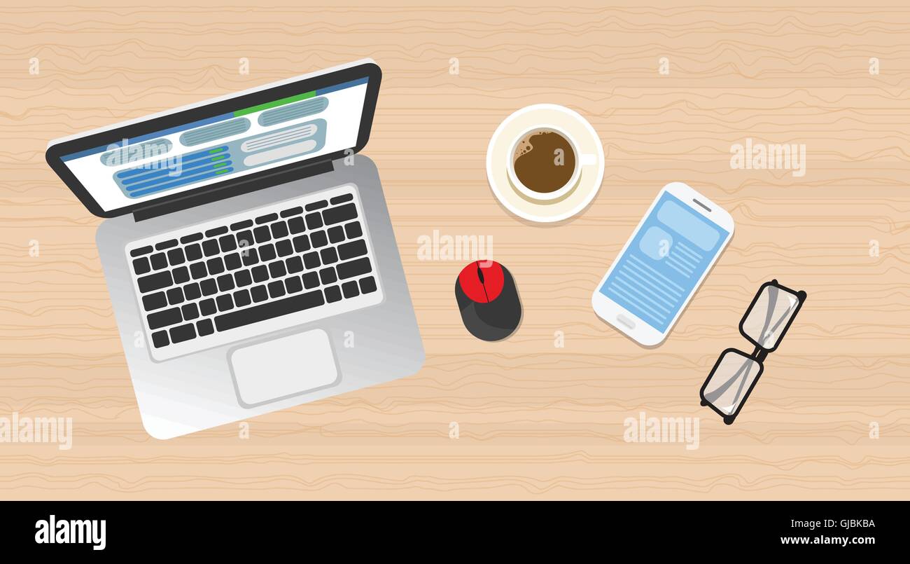 View coffee laptop smartphone Stock Vector Images - Alamy