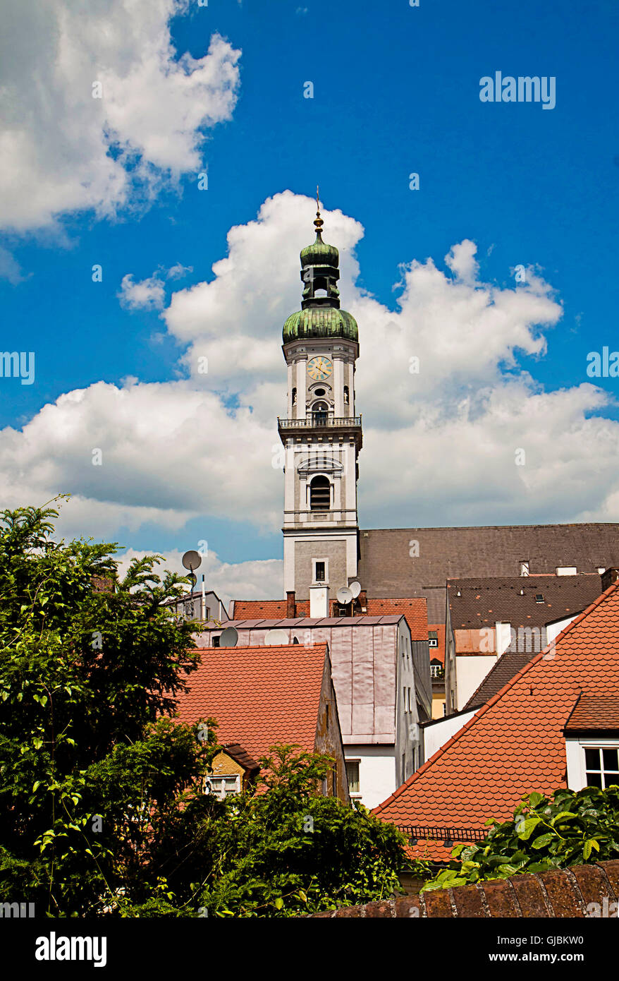 Freising panorama with the tower of St. Georg catholic parish church ...