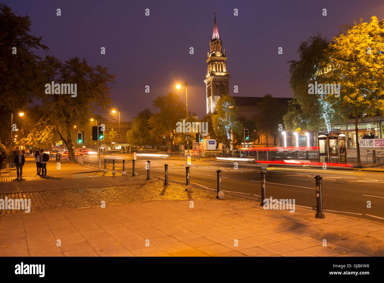The Albert memorial clock and queens square, Belfast Stock Photo - Alamy