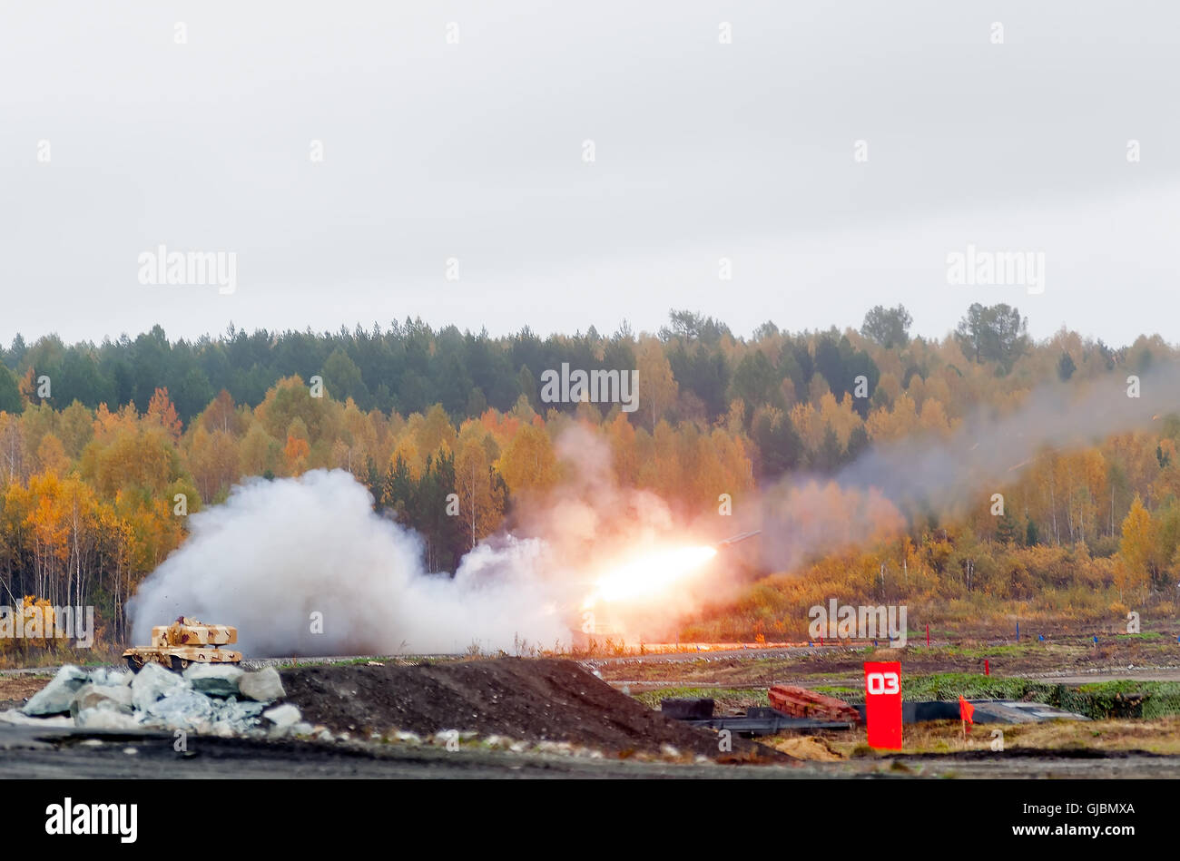 Rocket launch by TOS-1A system Stock Photo - Alamy