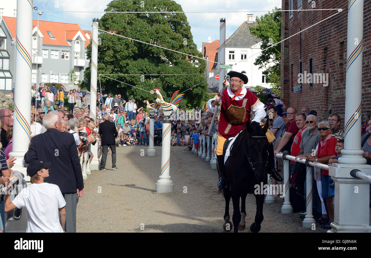 Historic riding at the ring contest in Sønderborg, Denmark. A rider ...