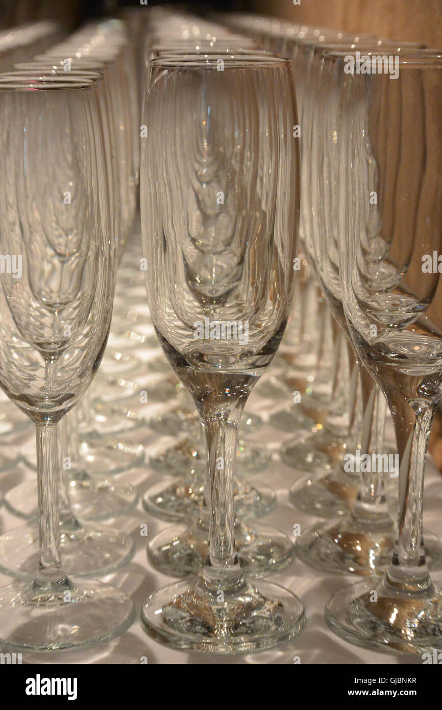 Wine glasses in rows Stock Photo - Alamy