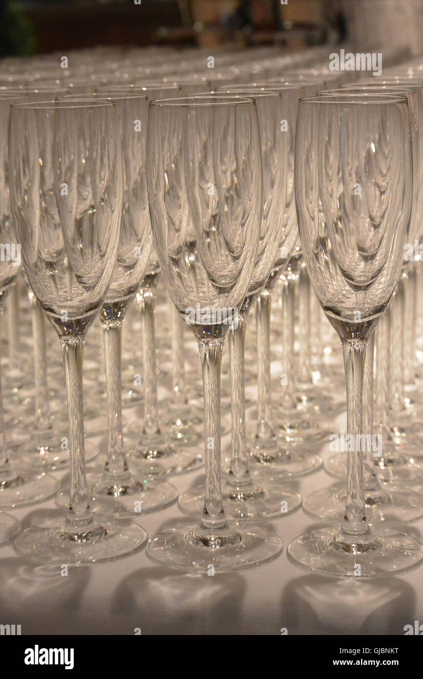 Wine glasses in rows Stock Photo - Alamy
