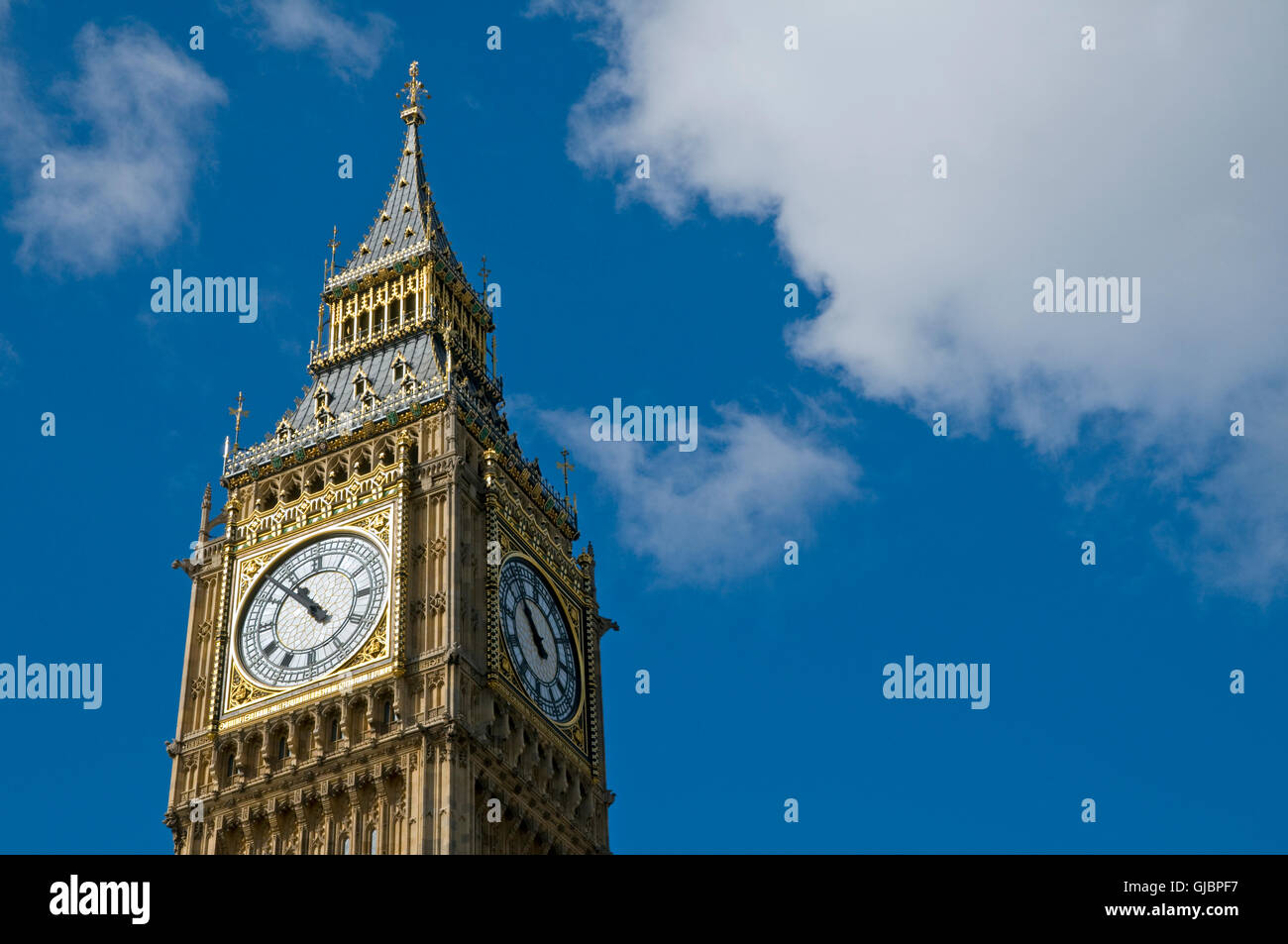 The clock tower of the Palace of Westminster in London, UK. It is ...