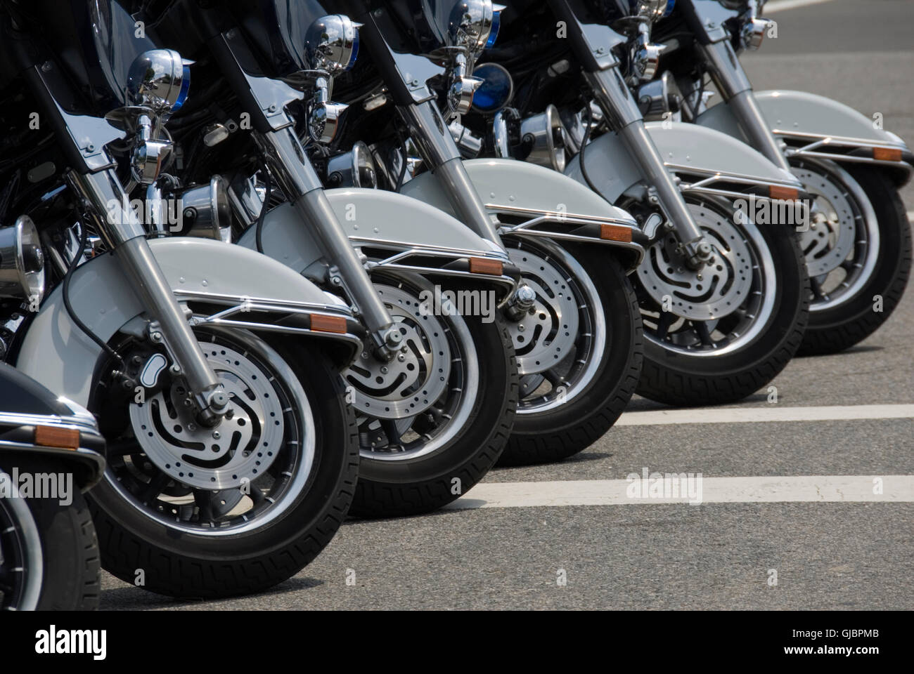 Six police motorcycles parked on the National Mall in Washington, DC ...