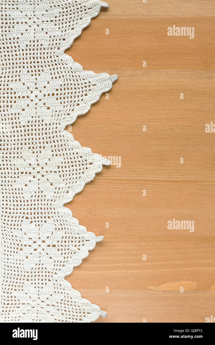 White vintage handmade original crochet lace background frame. Knitted ...