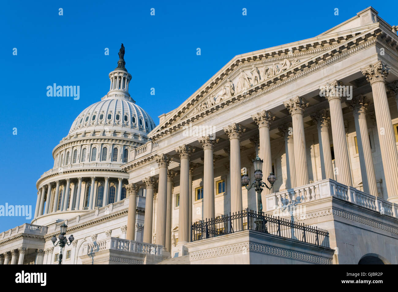 The eastern facade of the US Capitol Building, shortly after dawn. The ...