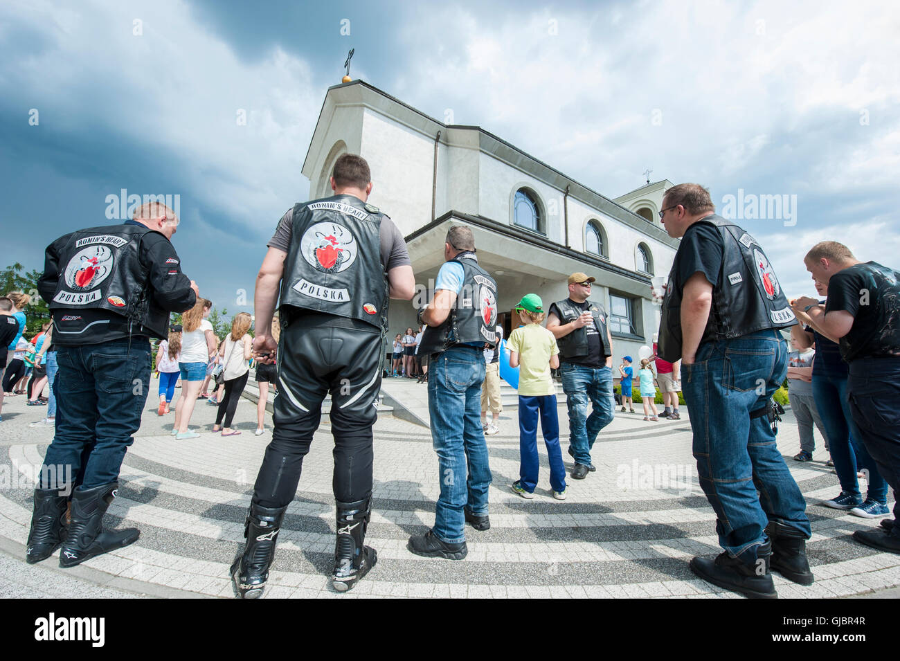 Members of a motorcycle club support an outdoor event and picnic ...