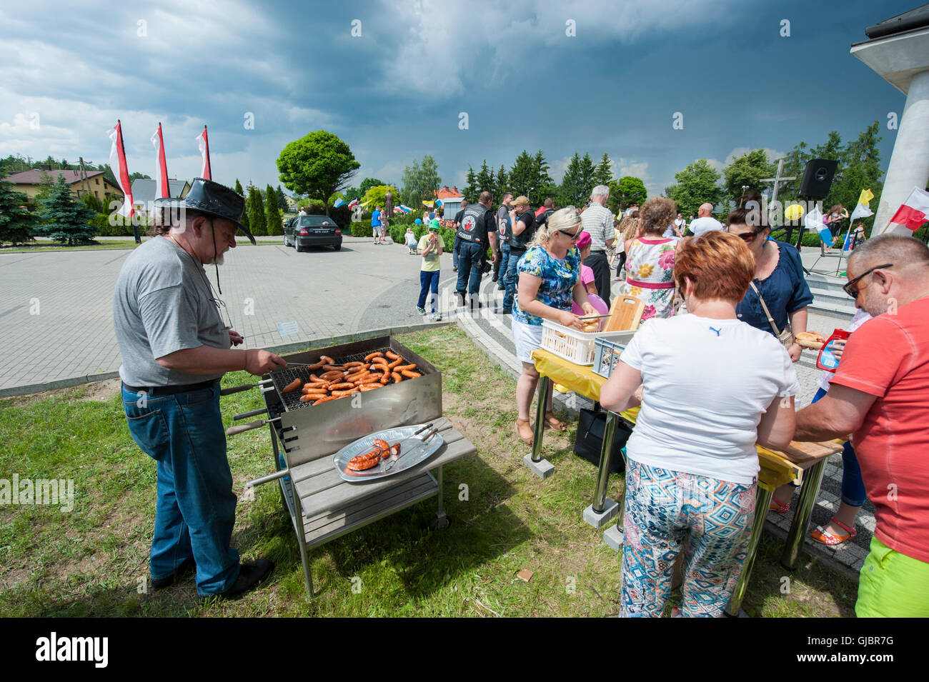 A motorcycle club members support an outdoor event and picnic organized ...