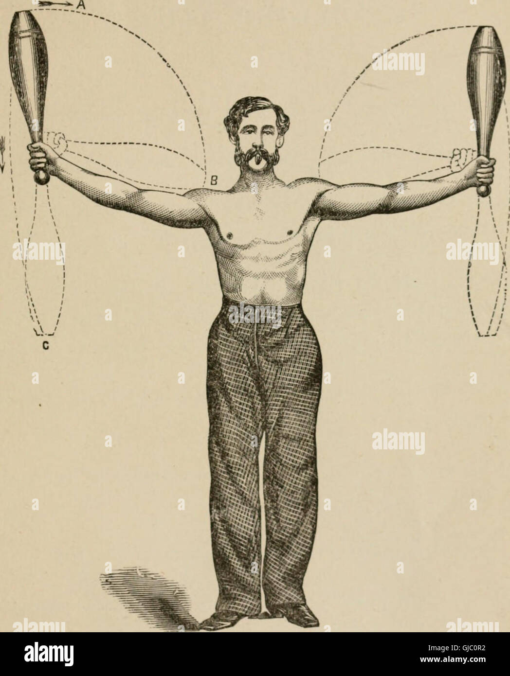 A guide to Indian club exercises with detailed illustrations of ...