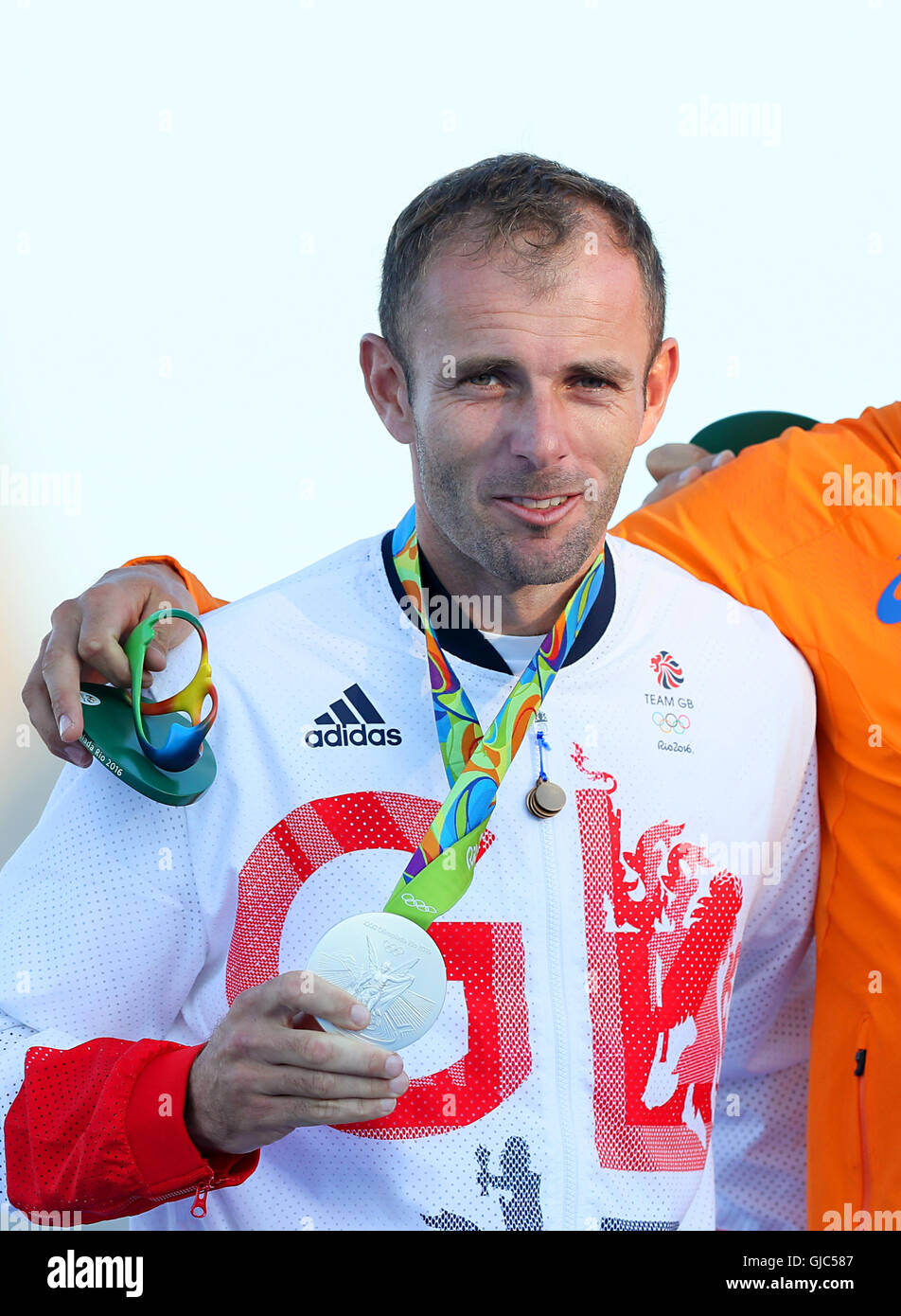 Great Britain's Nick Dempsey celebrates winning Silver in the Men's RS ...