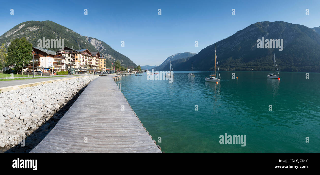 Europe, Austria, Pertisau, view along the lakeside promenade Stock ...