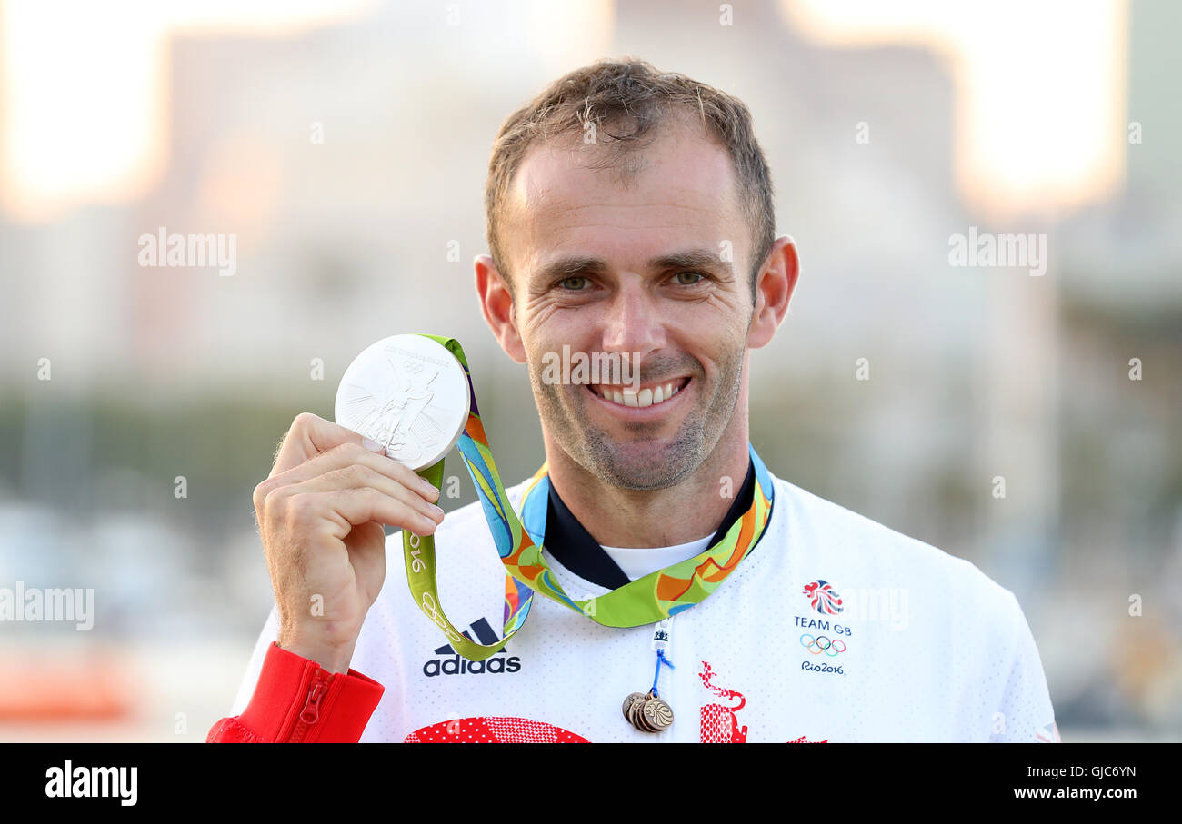 Great Britain's Nick Dempsey poses with his Silver medal he won in the ...