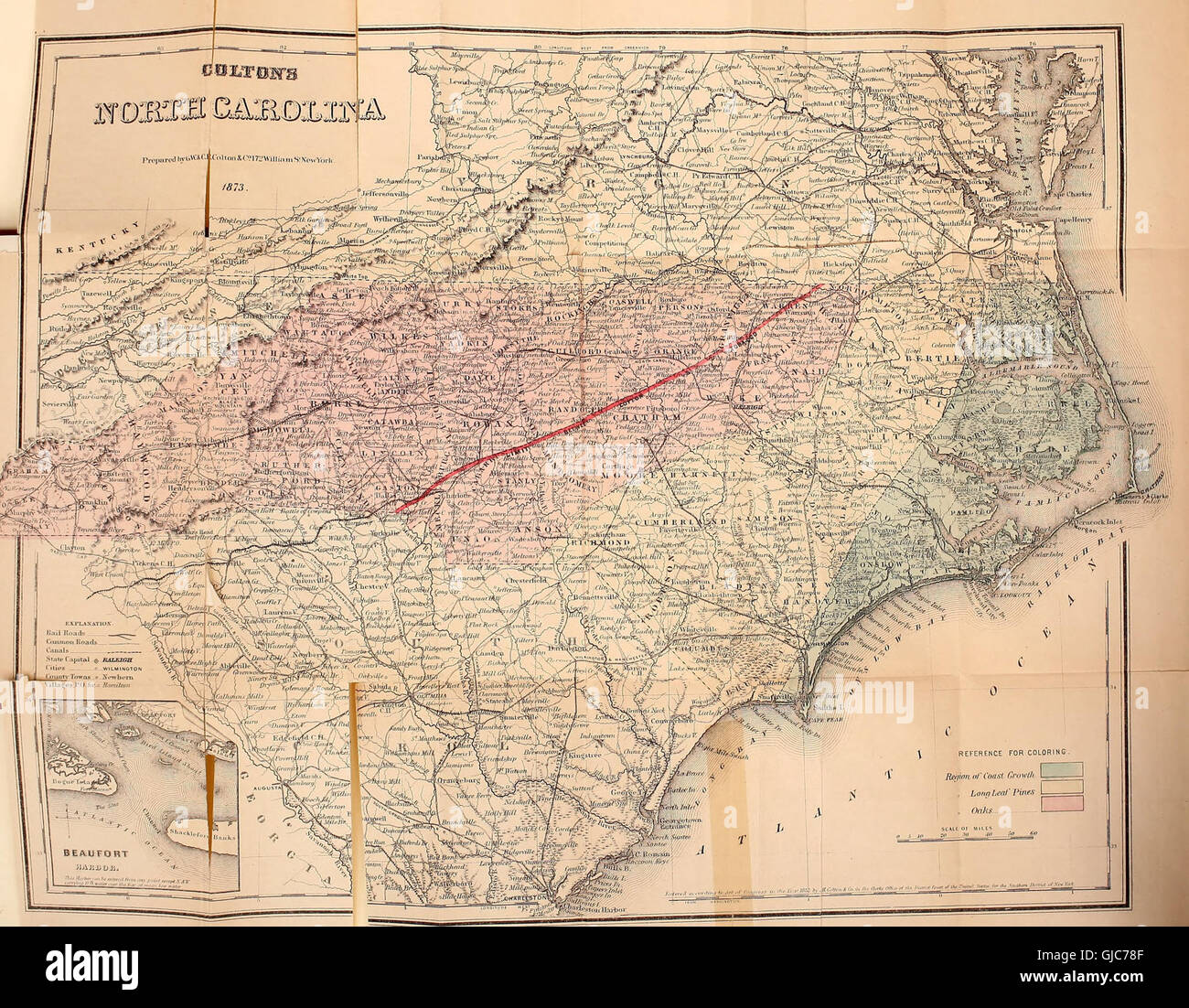 This 1877 guide offers a list of North Carolina's post offices ...