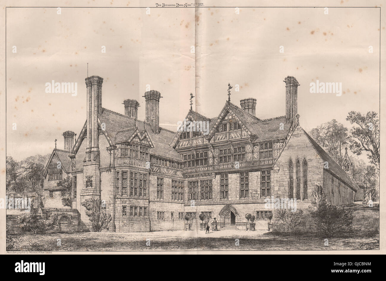 Preen Manor House - N.E. view; R. Norman Shaw, Architect. Shropshire ...