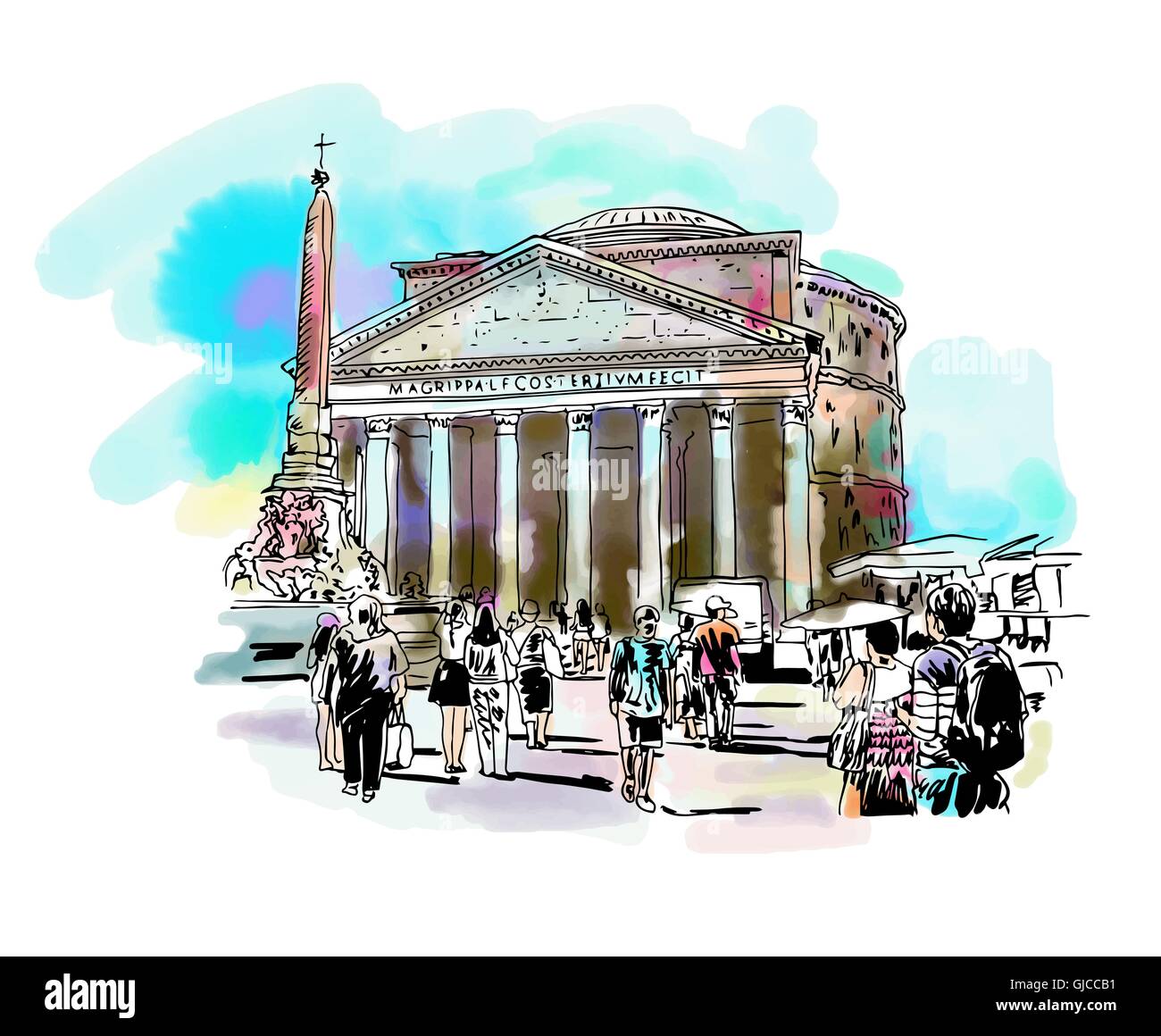 Roman pantheon painting Stock Vector Images - Alamy