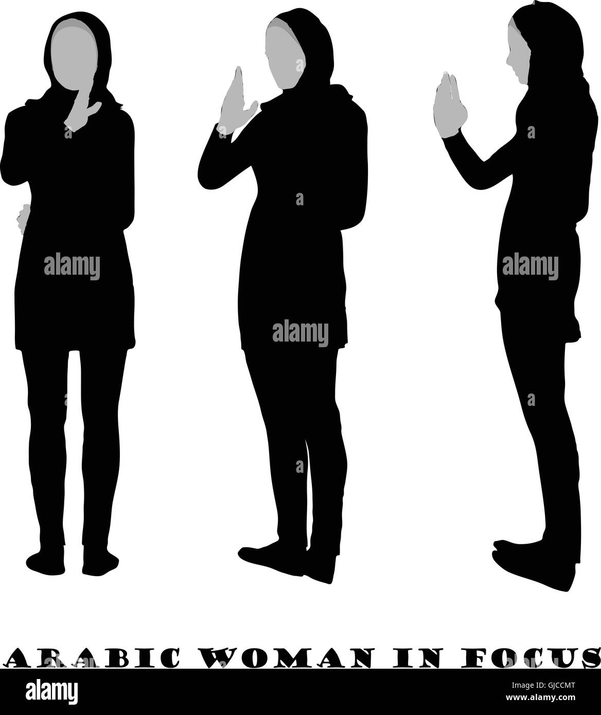 Contemplative Arabic Woman Silhouette Vector Illustration - Isolated on ...