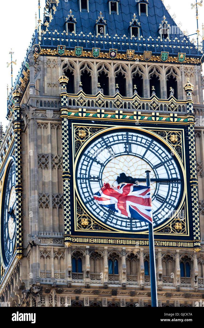 Close up of Big Ben Elizabeth Tower and the Houses of Parliament Clock ...
