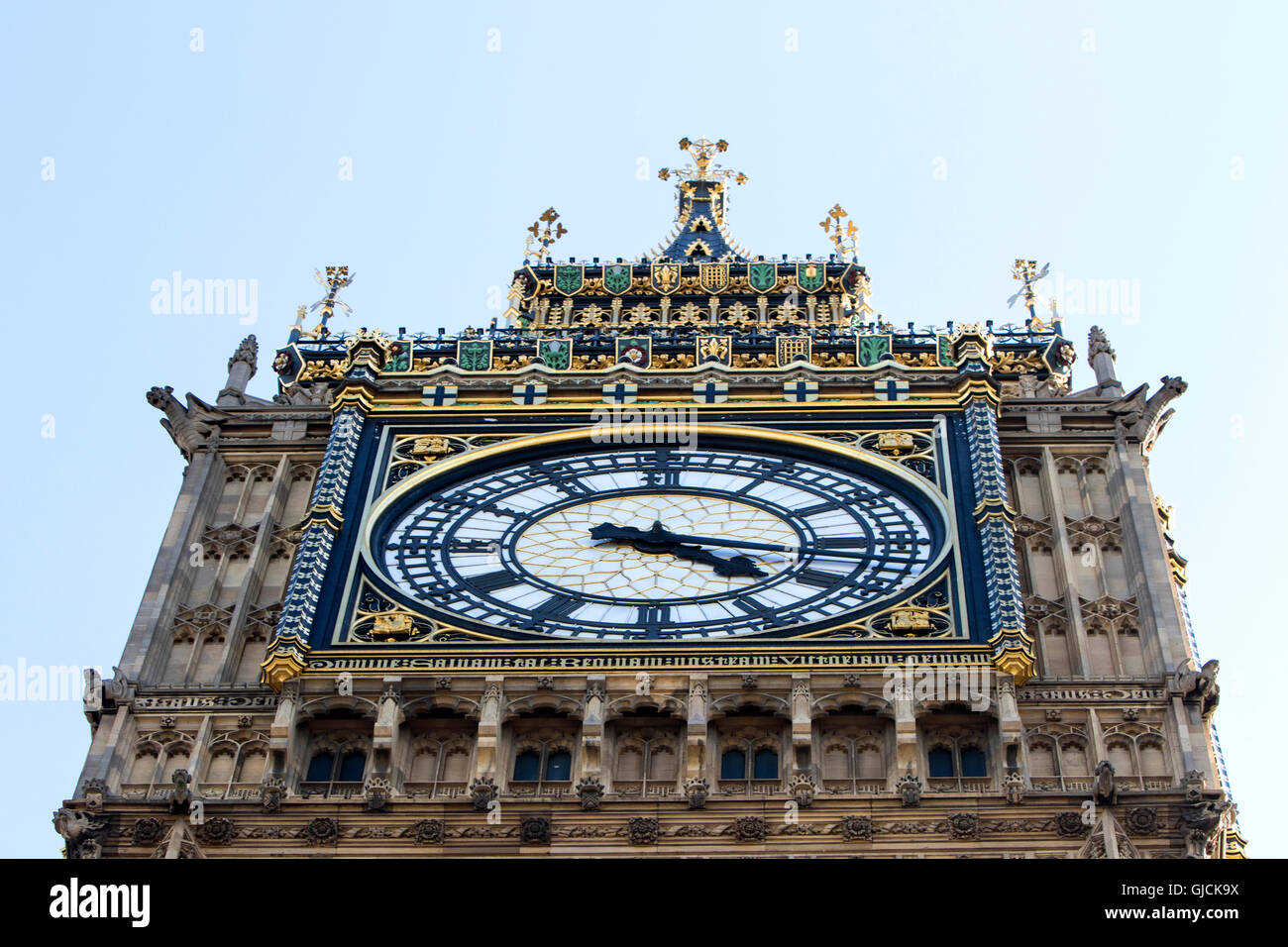 Close up of Big Ben Elizabeth Tower and the Houses of Parliament Clock ...