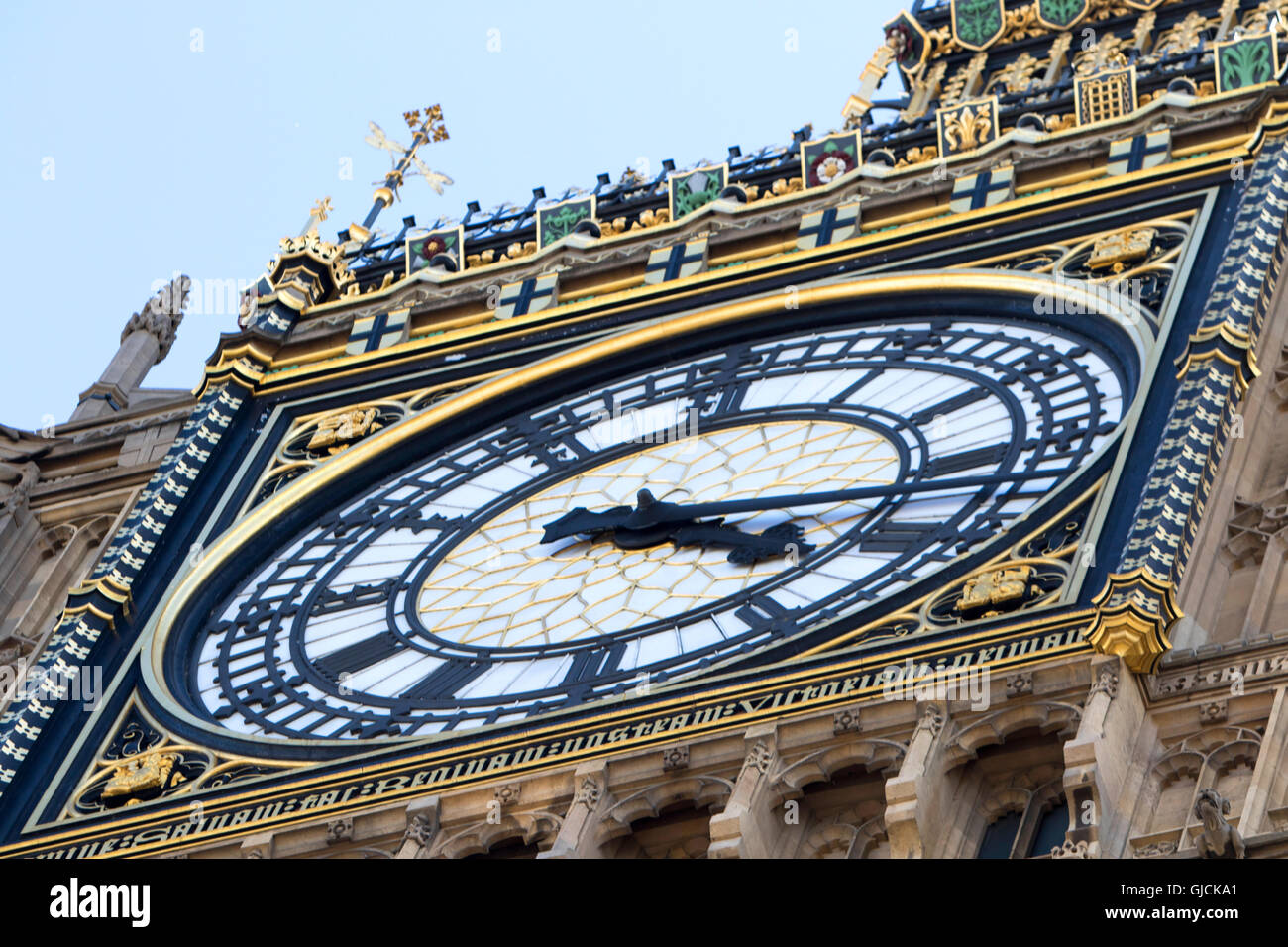 Close up of Big Ben Elizabeth Tower and the Houses of Parliament Clock ...