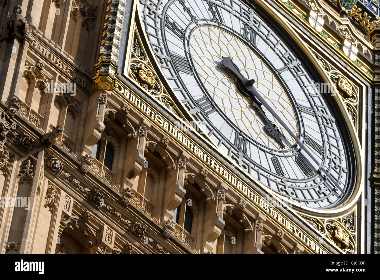 Close up of Big Ben Elizabeth Tower and the Houses of Parliament Clock ...