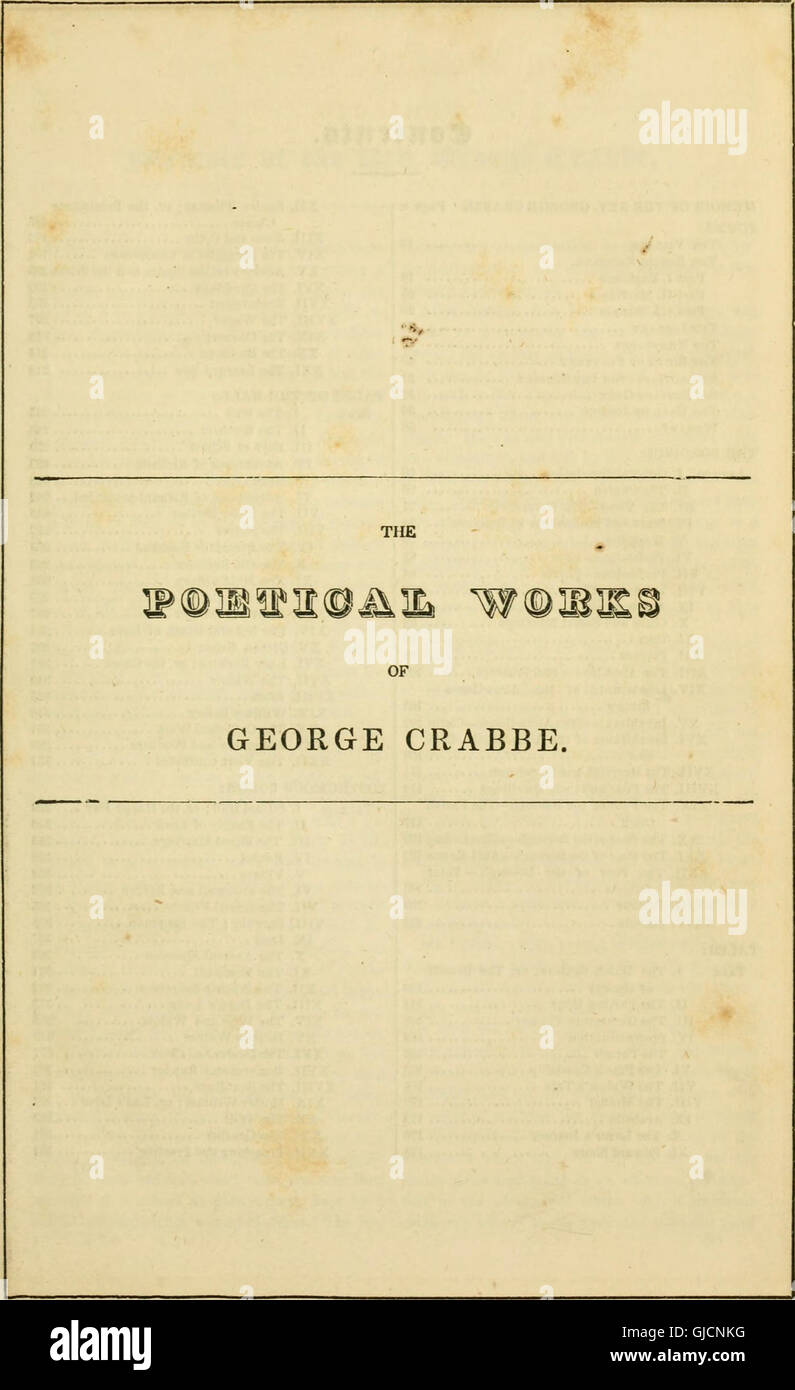 This volume compiles the poetic works of George Crabbe, Reginald Heber ...