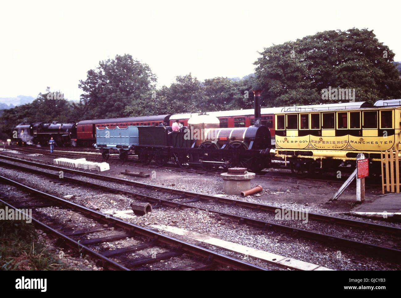 White sky oblique view, towards trees, 1837 'Lion' steam locomotive ...