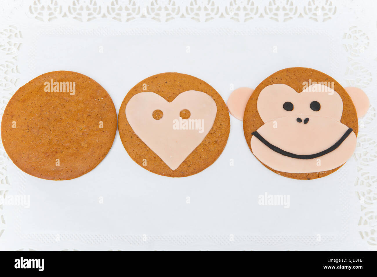 Monkey shape ginger cookie Stock Photo - Alamy