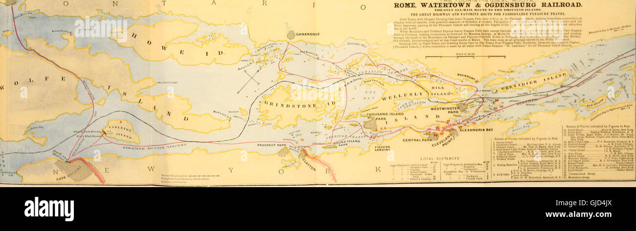 Routes and rates for summer tours 1888 (1888 Stock Photo - Alamy