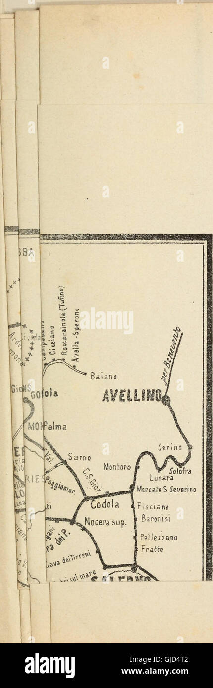 An Italian reference book from 1909 listing the kilometer distances and ...
