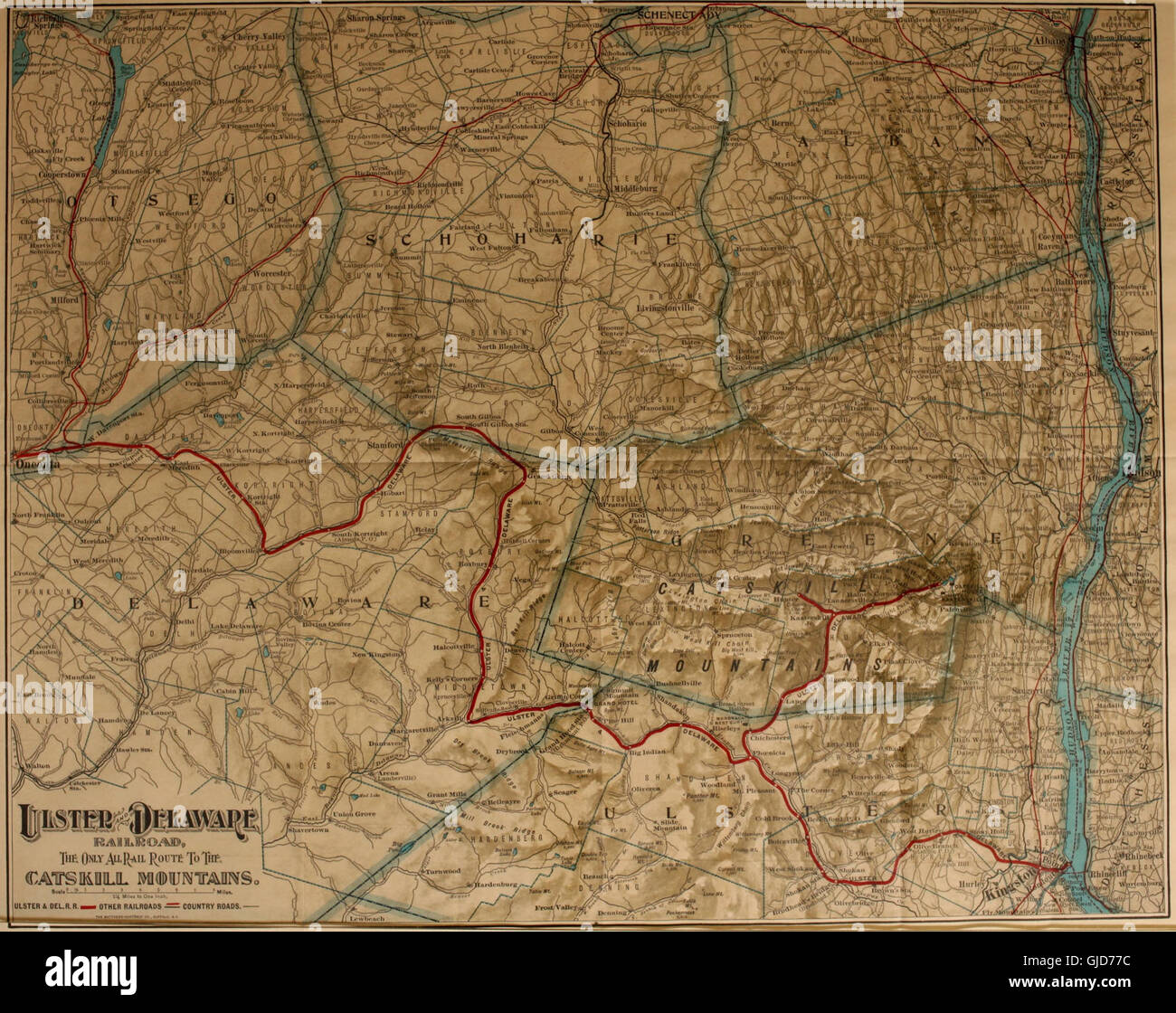 Map of the catskill mountains hi-res stock photography and images - Alamy