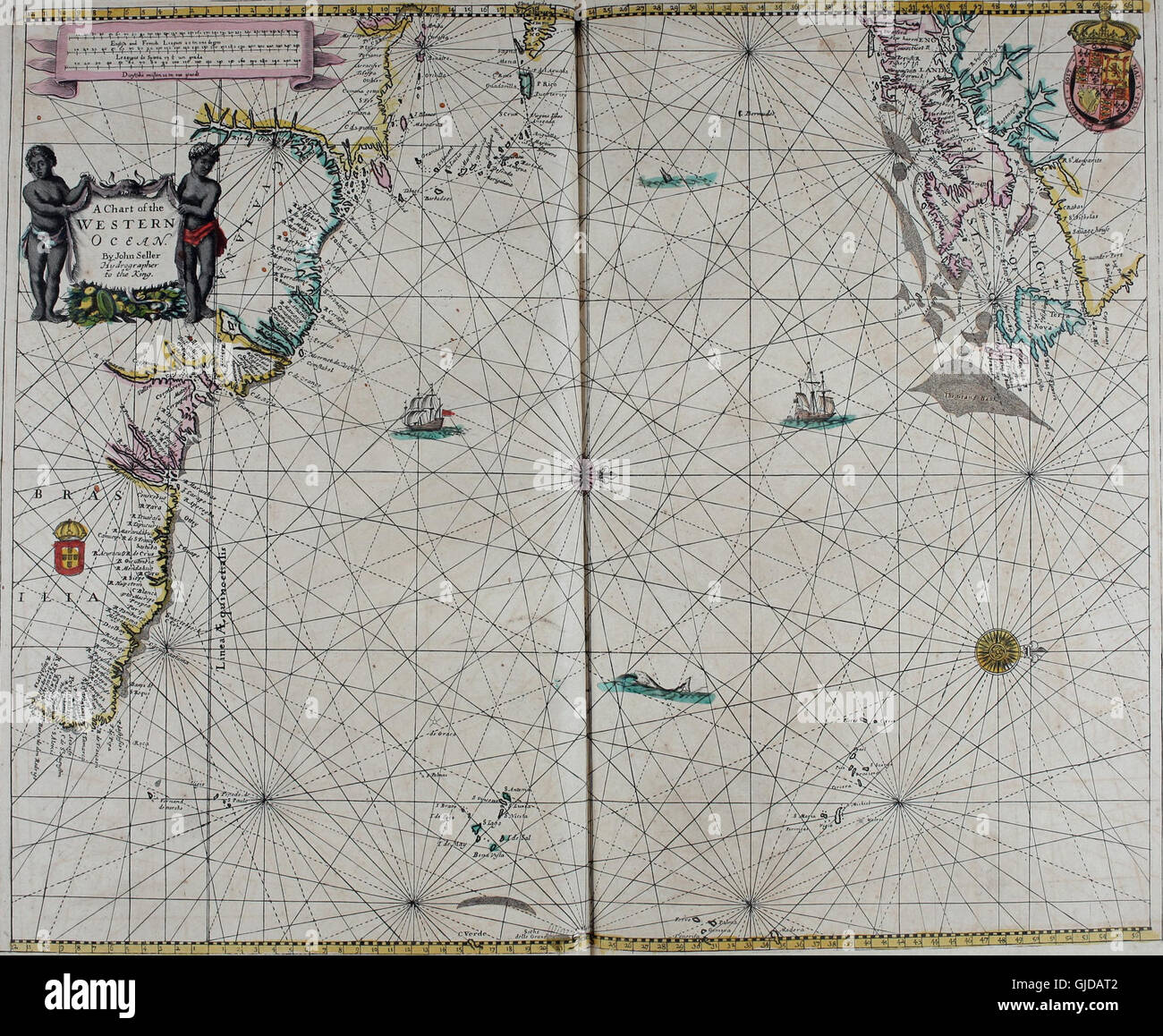 An atlas featuring maritime charts detailing coastlines, capes ...