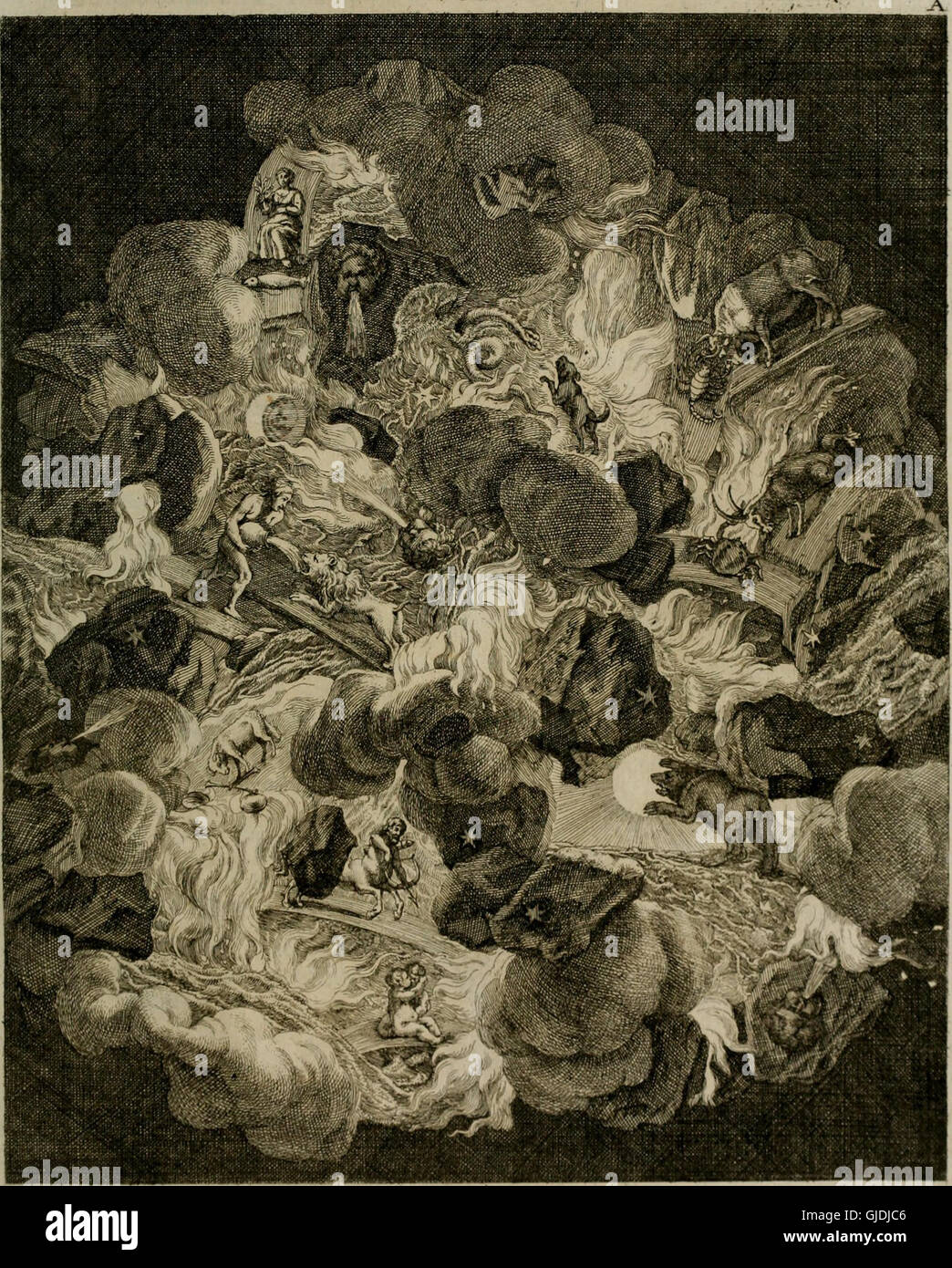 This work features depictions of ancient Greek and Roman gods, shown ...
