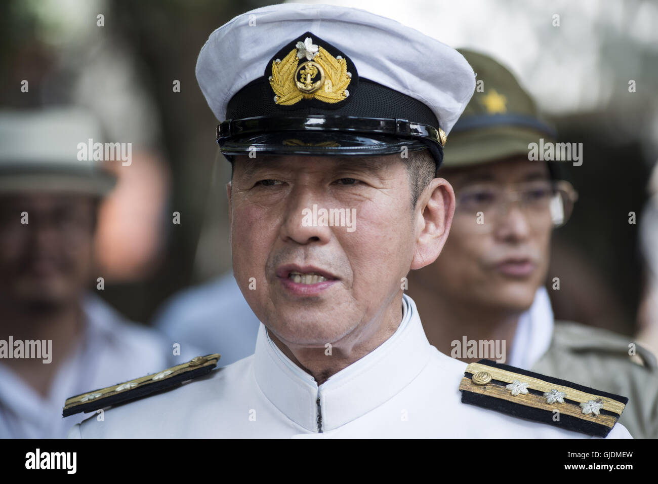 Tokyo, Tokyo, Japan. 15th Aug, 2016. A man wearing a WW2 militar ...