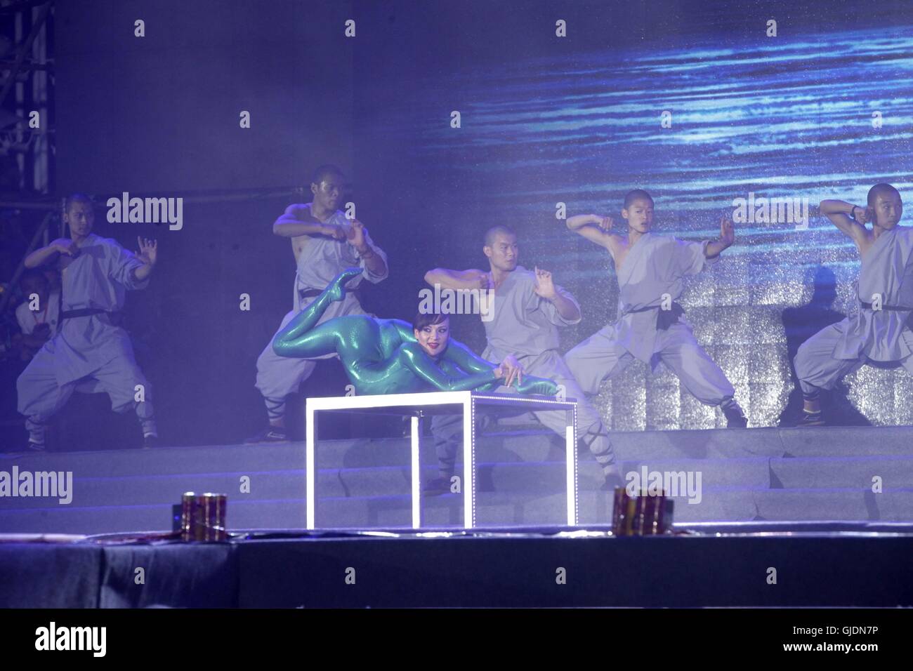 Heihe, China. 15th Aug, 2016. The well-known Russian contortionist ...