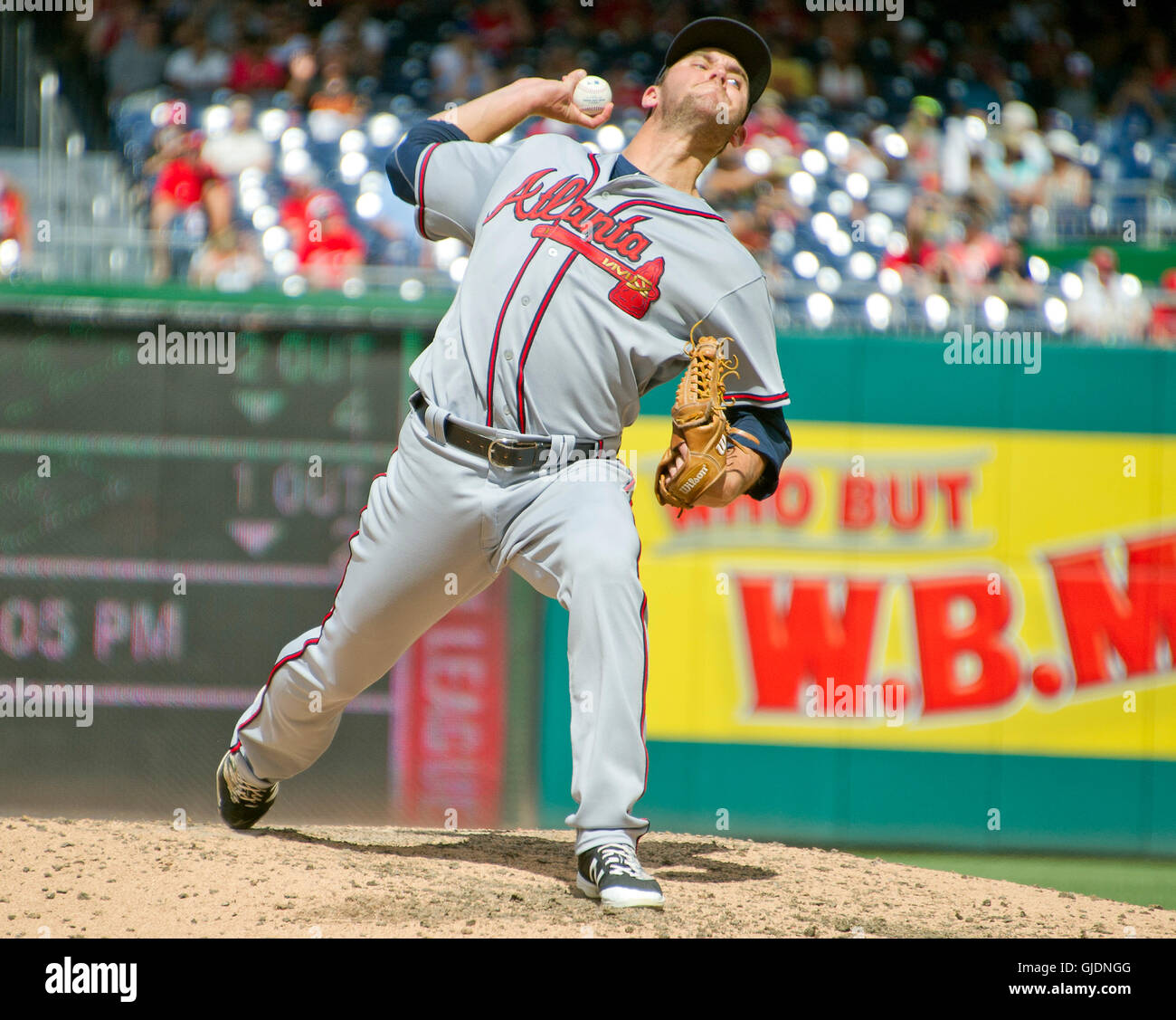 Washington, Us. 14th Aug, 2016. Atlanta Braves relief pitcher Madison ...