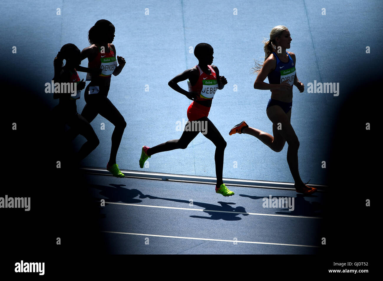 Rio De Janeiro, Brazil. 15th Aug, 2016. Bahrain's Ruth Jebet (2nd, R ...