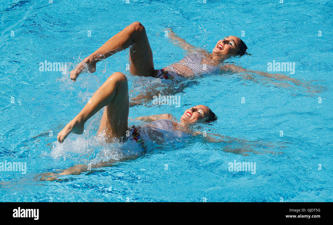 Rio de Janeiro, Brazil. 15th August, 2016. OLYMPICS 2016 SYNCHRONIZED SWIMMING - The duet Luisa ...