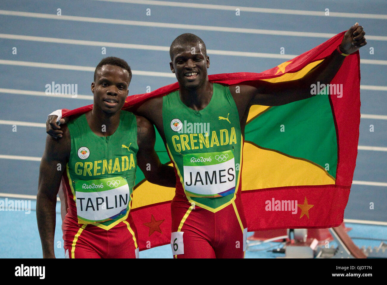 Rio de Janeiro, Brazil. 14th Aug, 2016. Granada teammates BRALON TAPLIN ...